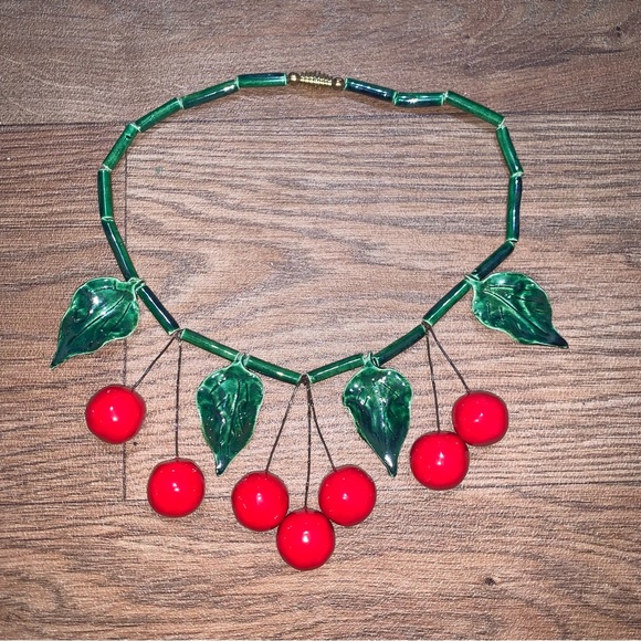 Jewelry | Vintage Ceramic Cherry Necklace | Poshmark